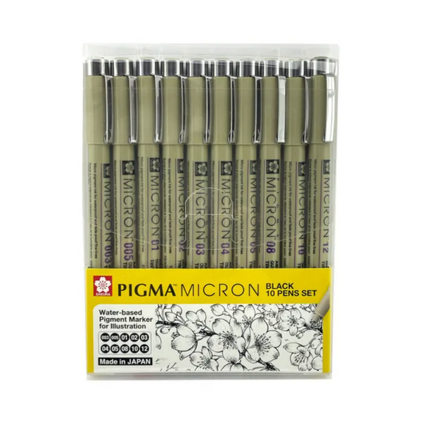 SAKURA PIGMA MICRON PEN - 10 Set Black