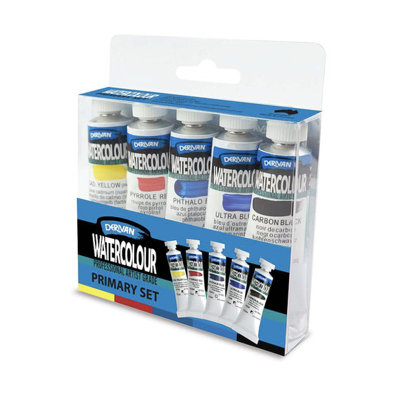 Derivan Watercolour Set Primary Colours 5 x 12ml